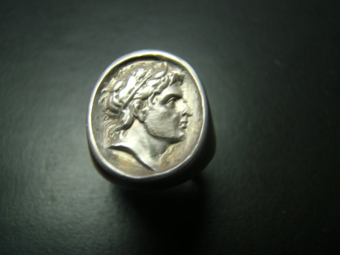Classic Sterling Silver Roman Head Ring - Etsy
