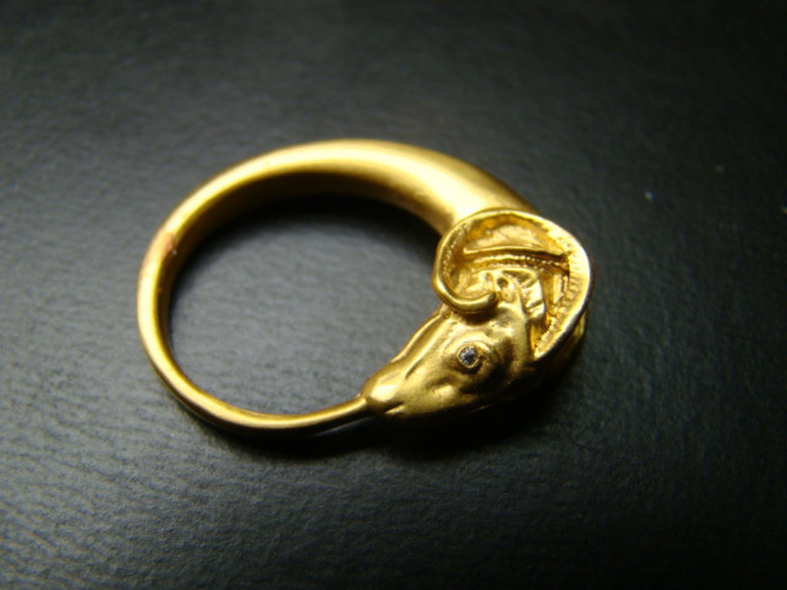 Ram Ring 14k Gold With Diamond Eyes - Etsy