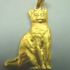 14K Cat Pendant With Diamond Eyes - Etsy