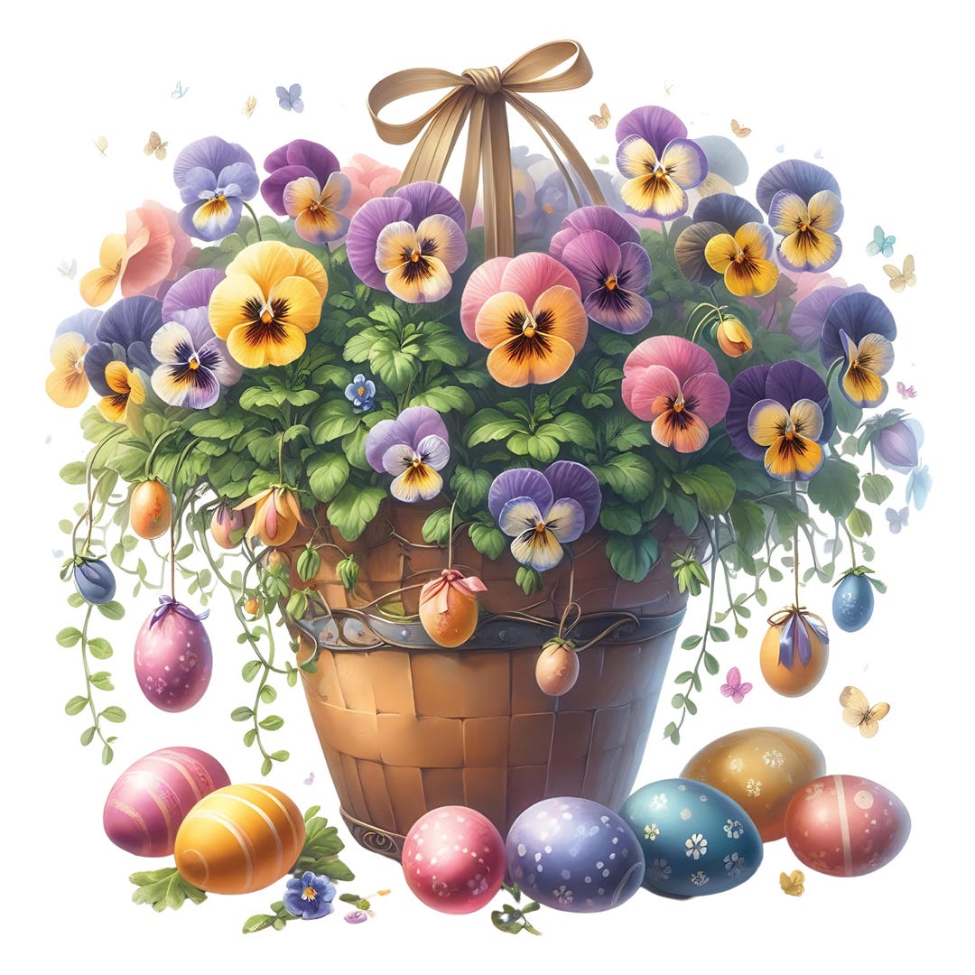 Aster Egg Png, Easter Spring Png, Easter Day Png, Floral Easter Pansies ...