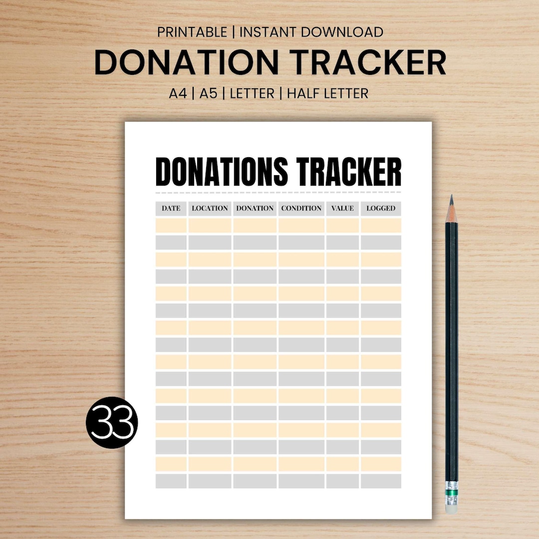 Donation Tracker Printable Charitable Giving Log for Tax Deductions ...