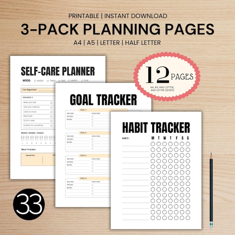 Goals and Habit Tracker Printable Motivation Routines Progress A4 A5 ...