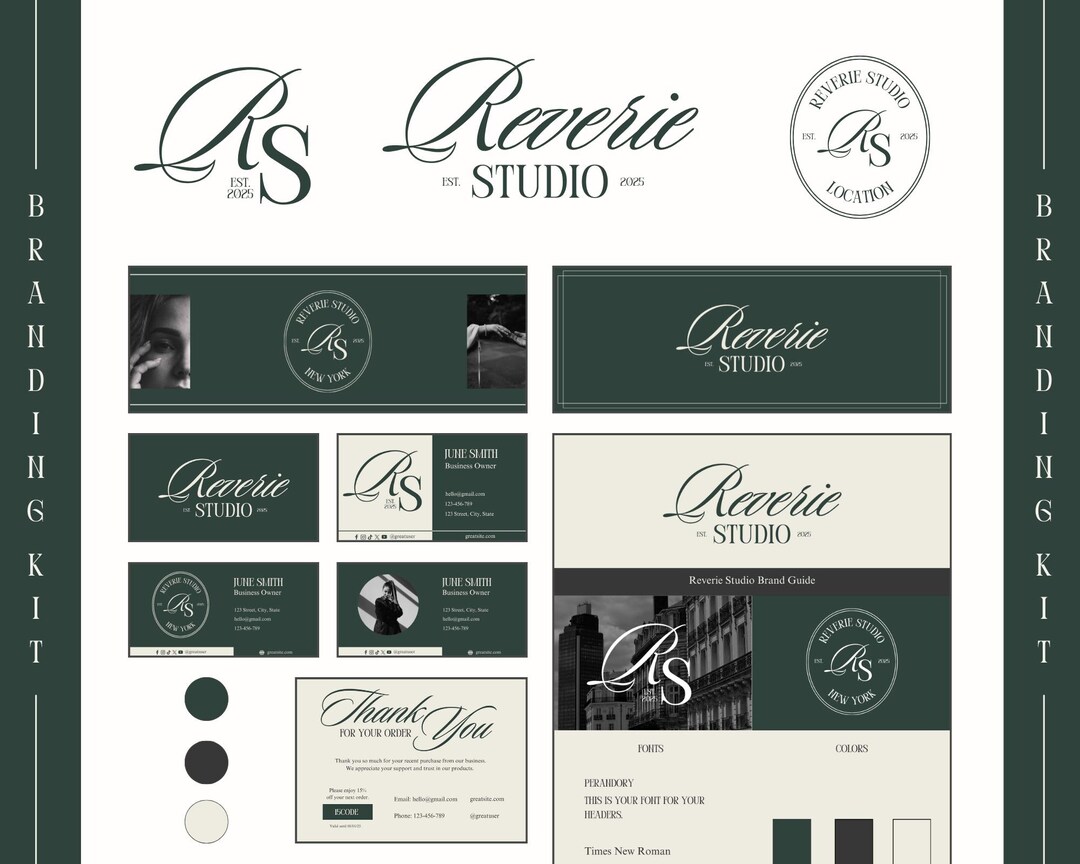 Branding Kit Template | Sophisticated Branding, Includes Editable Logo ...