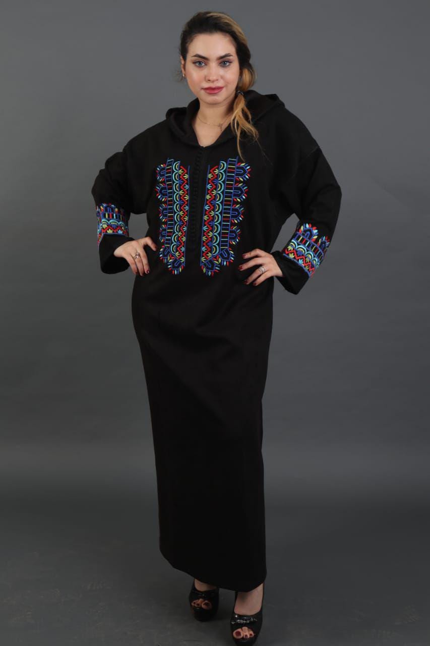 Moroccan Hooded Djellaba for Women, Handmade Embroidered Kaftan Dress ...