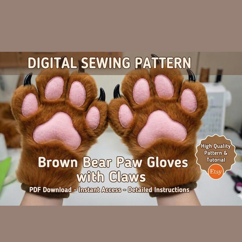 Fursuit Puffy Paw Pattern PDF, Furry Costume Gloves (digital Download ...