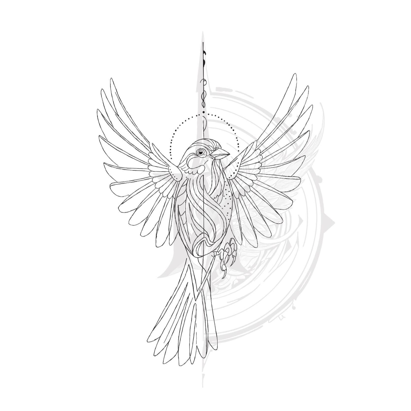 The Sacred Sparrow Tattoo Design | Symbolic Bird of Freedom & Spirit ...