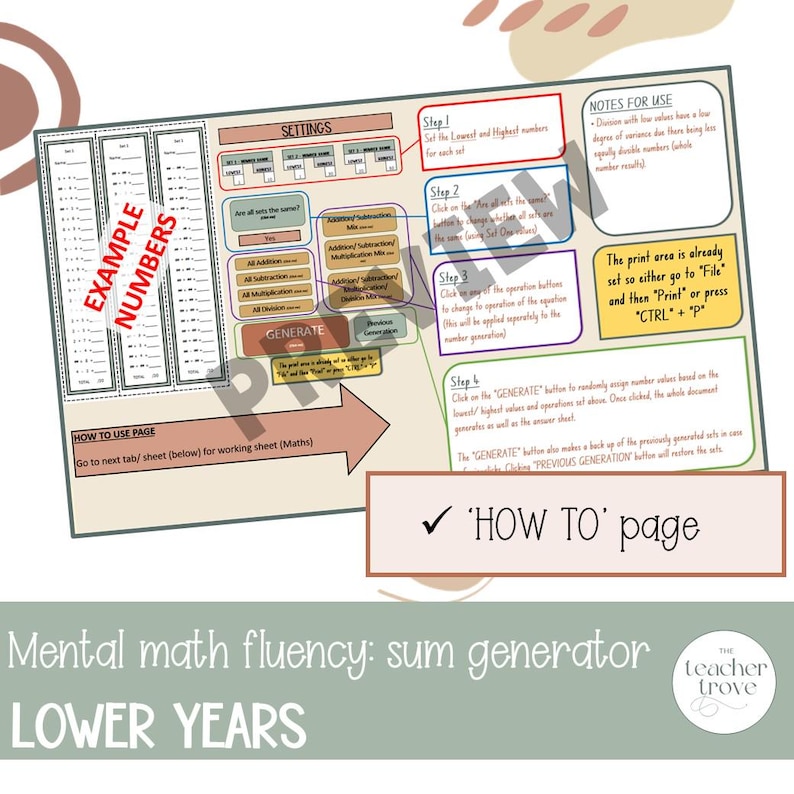 Mental Math Fluency Worksheet Generator – Lower Years Differentiated ...