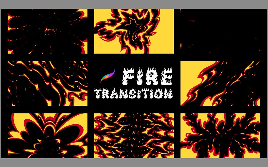 Procreate Red and Yellow Fire Transition Set. Burning Blazing Flame ...