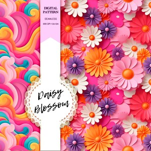 Boho Flower Digital Paper Pack: Retro Seamless Pattern (digital ...