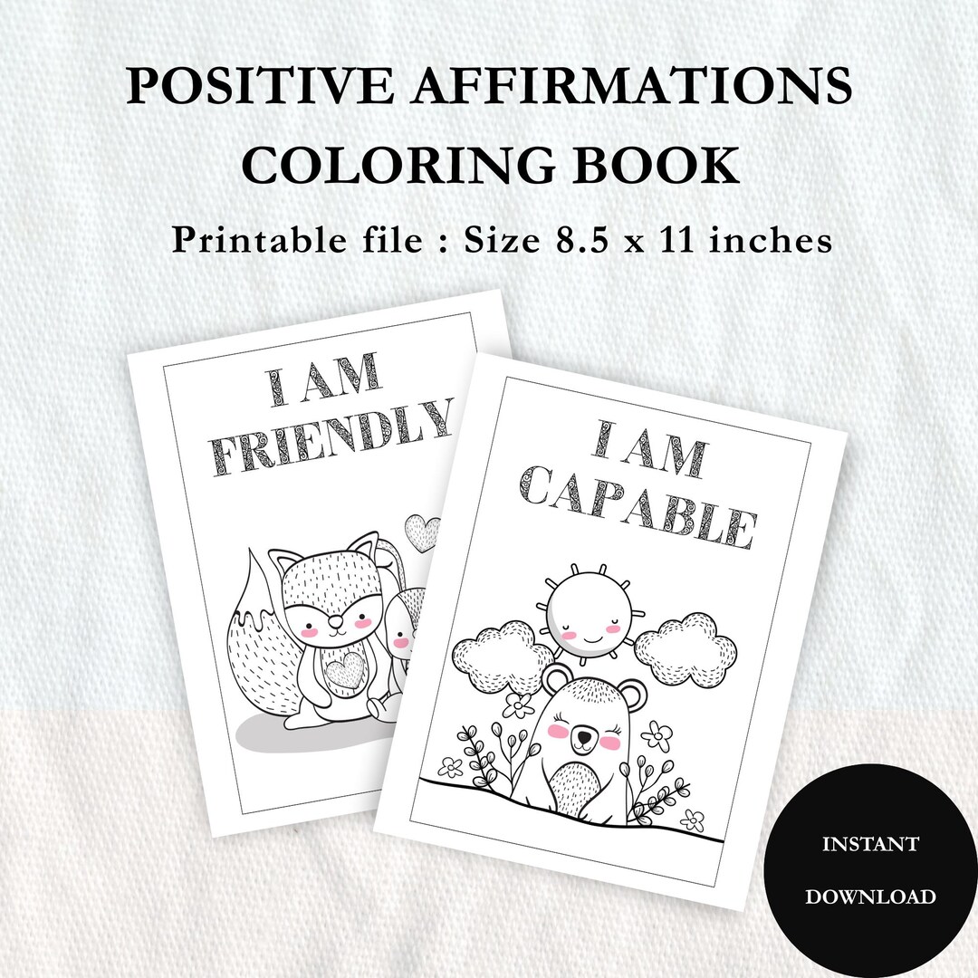 Positive Affirmations Coloring Book – Minimalist Self-care Activity ...