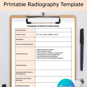 Radiography Positioning Procedure Notes Template – Editable Canva Form ...