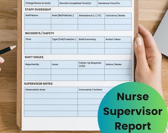 Nurse Supervisor Report Sheet - Etsy
