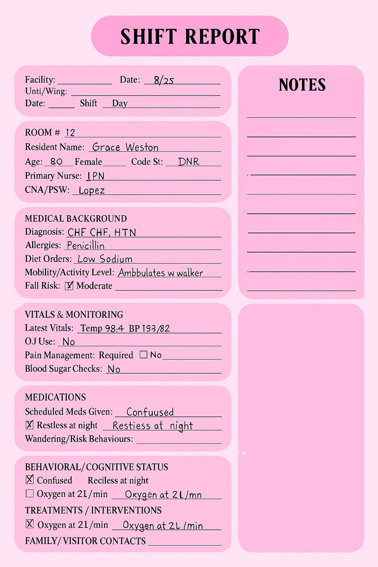 Nursing Shift Report Bundle, LTC Report Sheets, Editable Nurse Handover ...