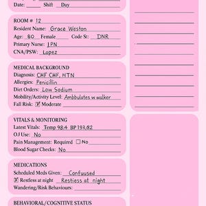 Nursing Shift Report Bundle, LTC Report Sheets, Editable Nurse Handover ...