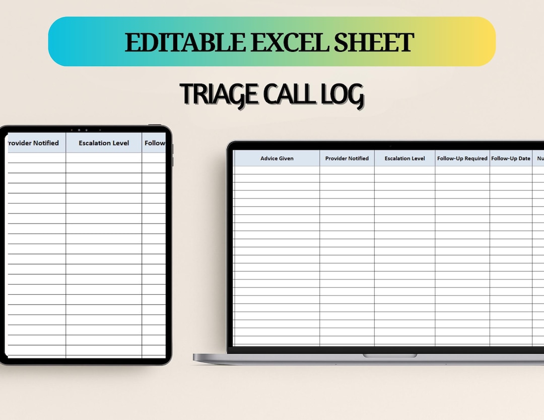 Editable Nursing Triage Call Tracker Excel | Phone Triage Documentation ...