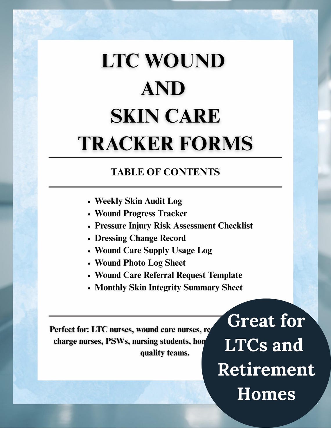 Wound Care Documentation Forms for Nurses, Printable Skin Integrity ...