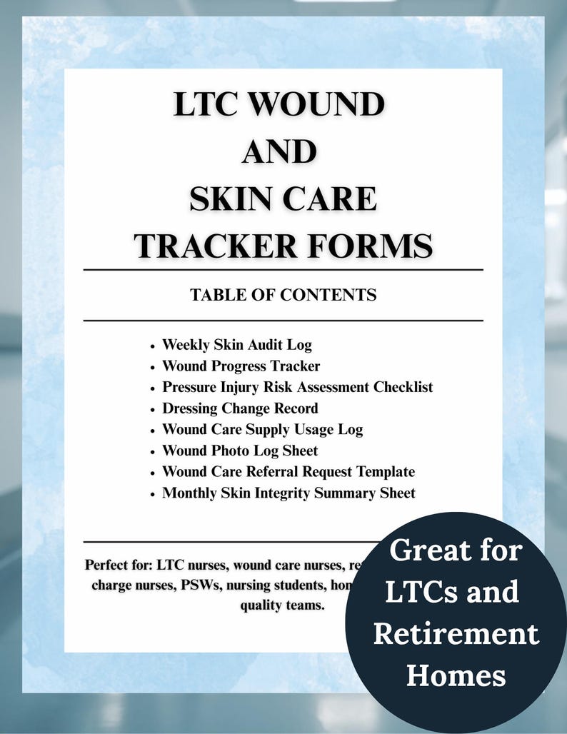 Wound Care Documentation Forms for Nurses, Printable Skin Integrity ...