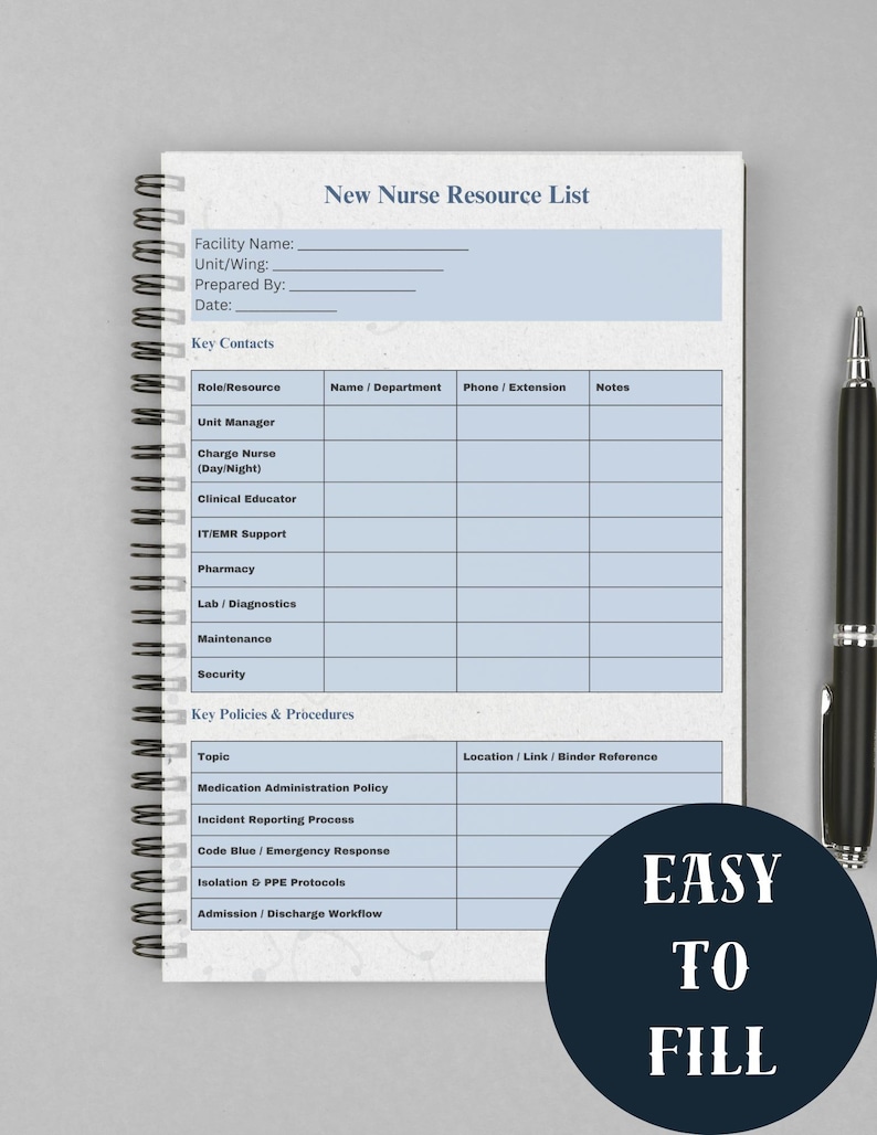 Preceptor Nurse Onboarding Toolkit, New Grad Nurse Orientation Binder ...