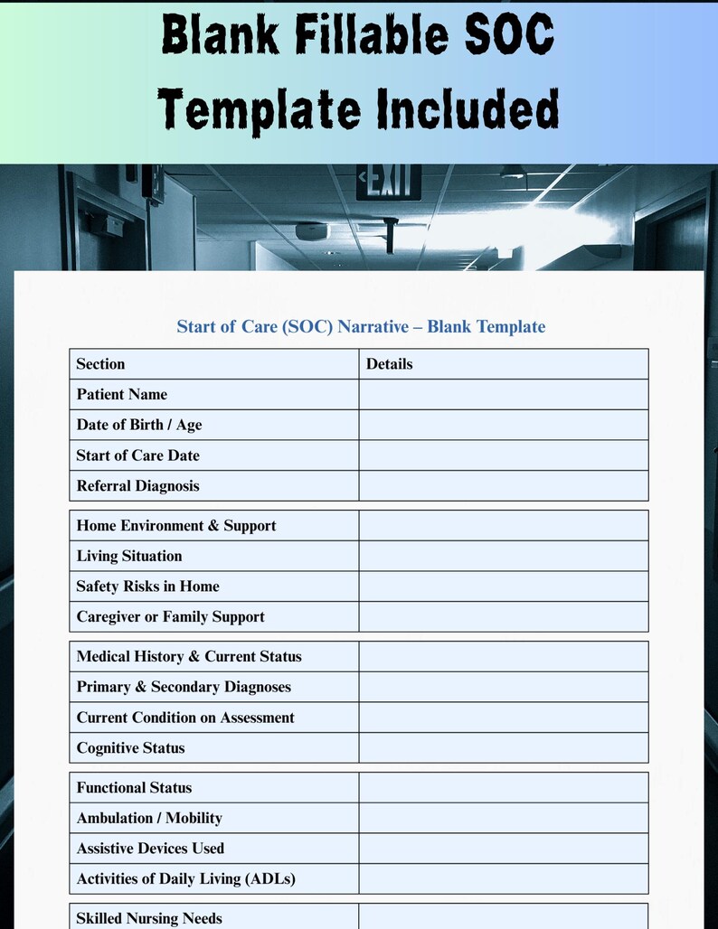 SOC Narrative Templates for Rns and Lpns, Fillable PDF, Nursing ...