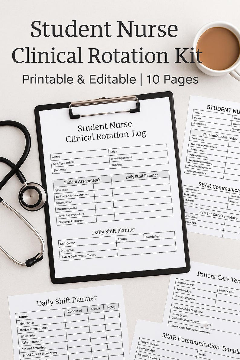 Student Nurse Clinical Rotation Kit | Printable Templates, SBAR, Care ...