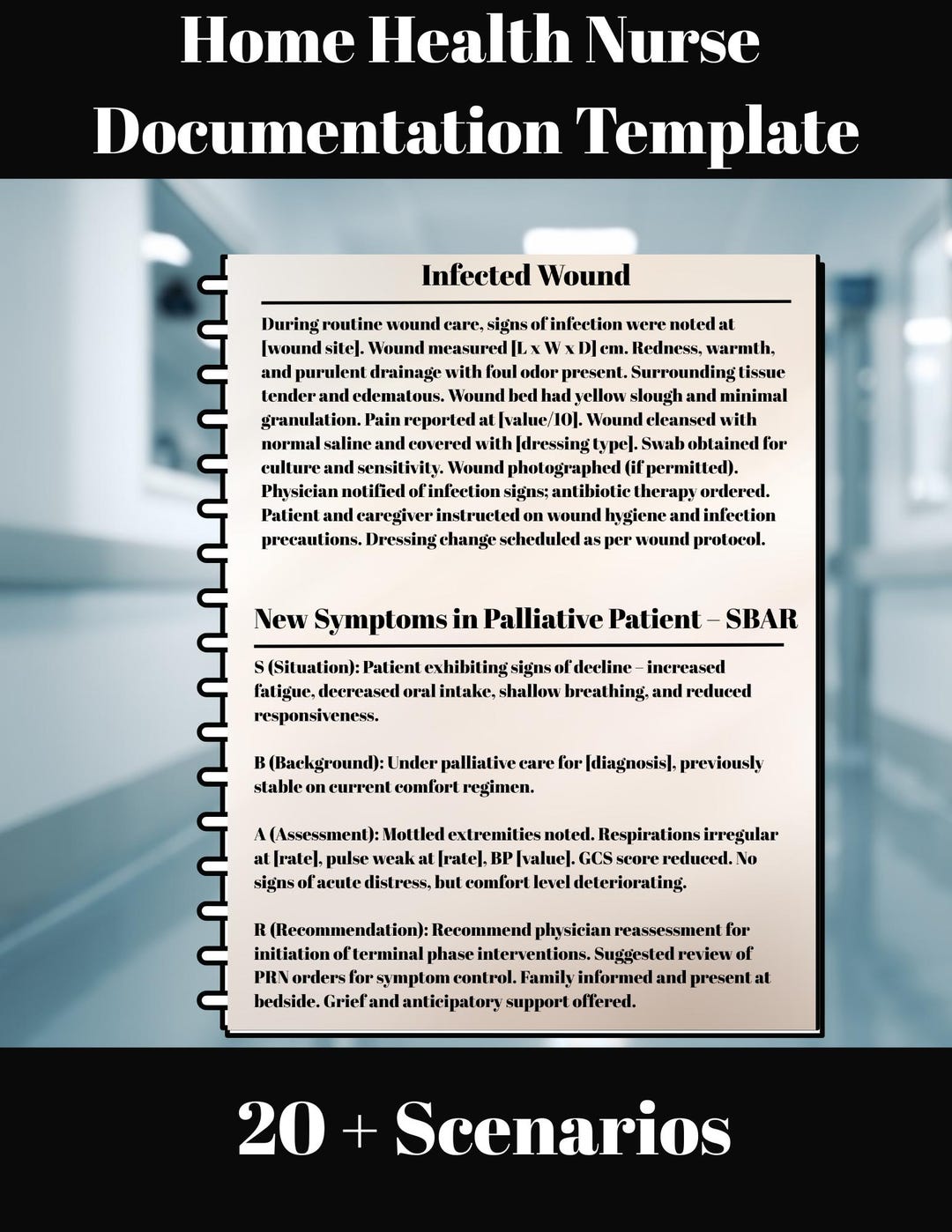 Home Health Nurse Documentation Template, Editable Printable SBAR Notes ...