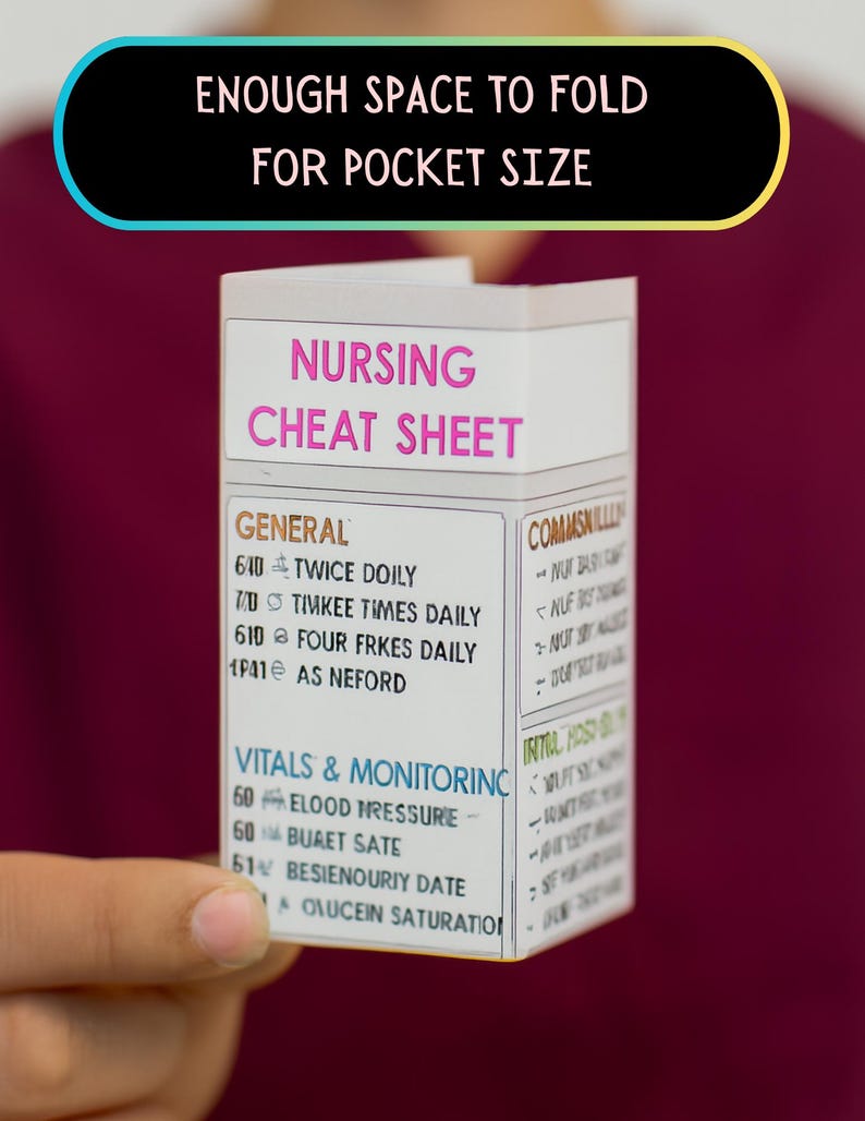Nursing Cheat Sheet Printable, Nursing Student Quick Reference Guide ...