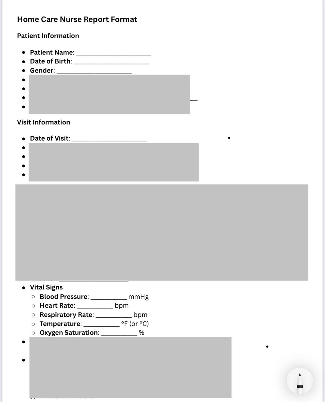 Home Care Template, Nurse Log, Medical Report, Report Sheet, Nurse ...