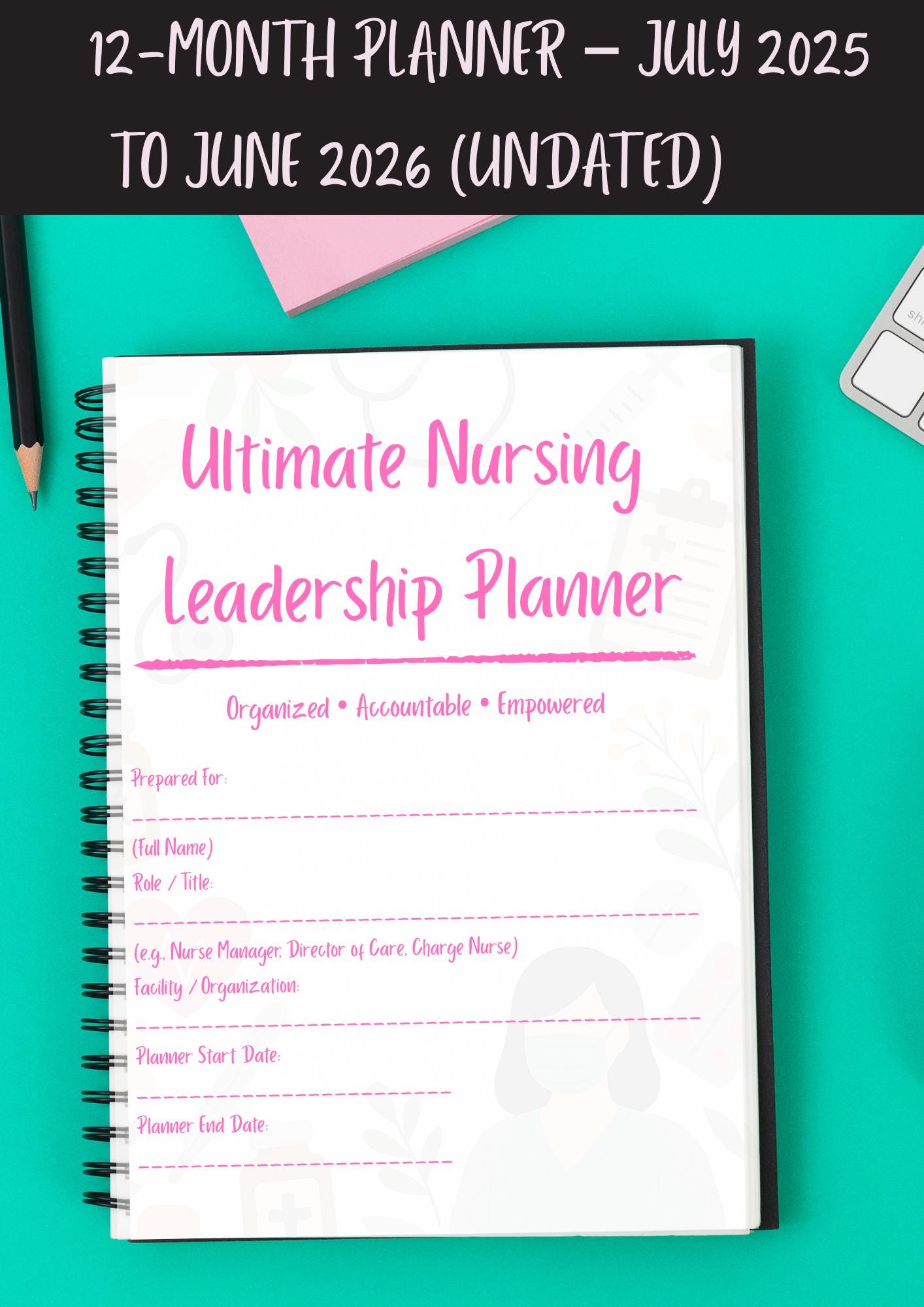 Editable Nursing Leadership Planner, RN RPN Nurse Manager Dashboard ...