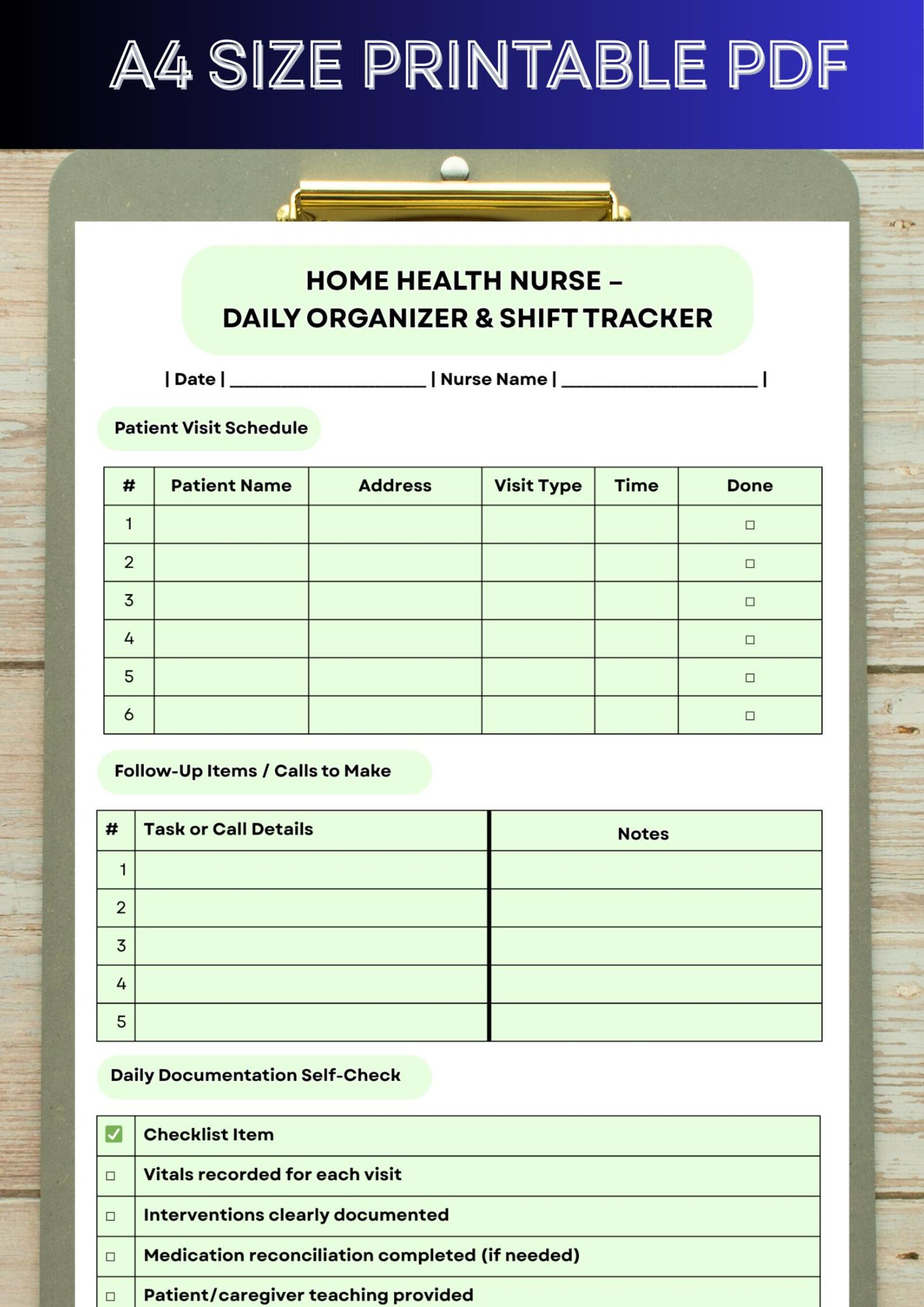Editable Nurse Report Sheet, Canva Editable Report Pdf Bundle, Daily ...