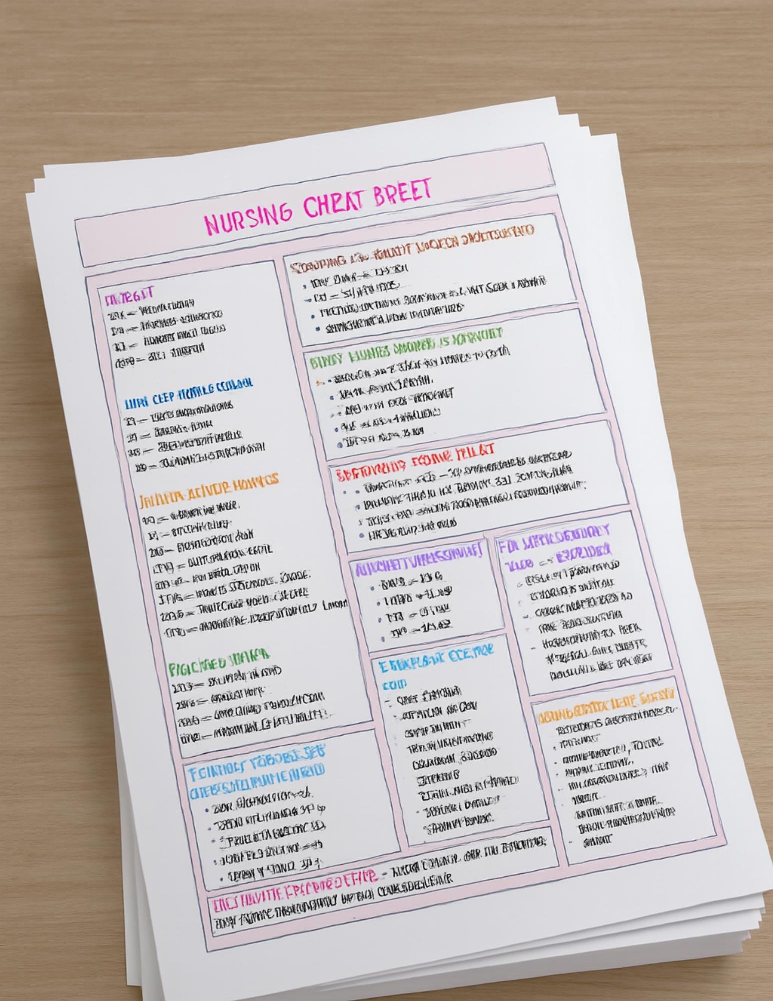 Nursing Cheat Sheet Printable, Nursing Student Quick Reference Guide ...