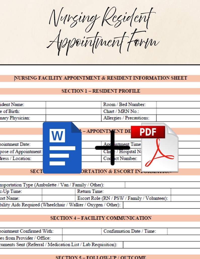 Resident Appointment Form for Nursing Facility | Editable DOCX ...