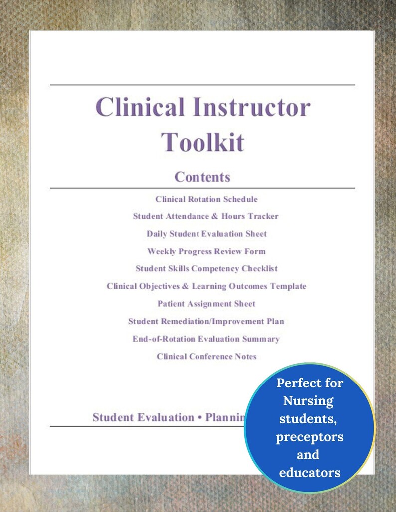 10 Page Clinical Instructor Toolkit, Nursing Education Printable ...