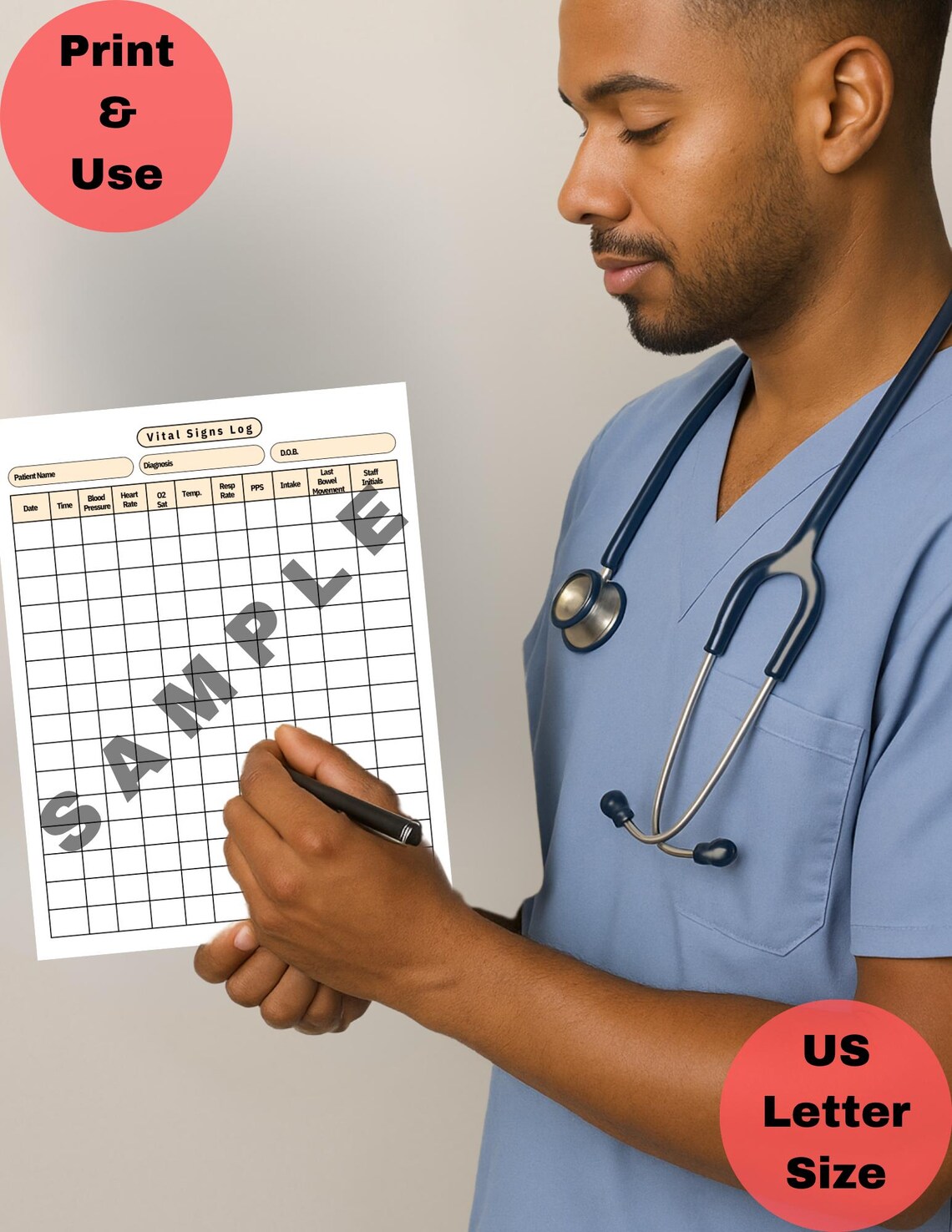 Printable Vitals Sheet for Nurses, SNF Vitals , LTC Vital Sheet ...
