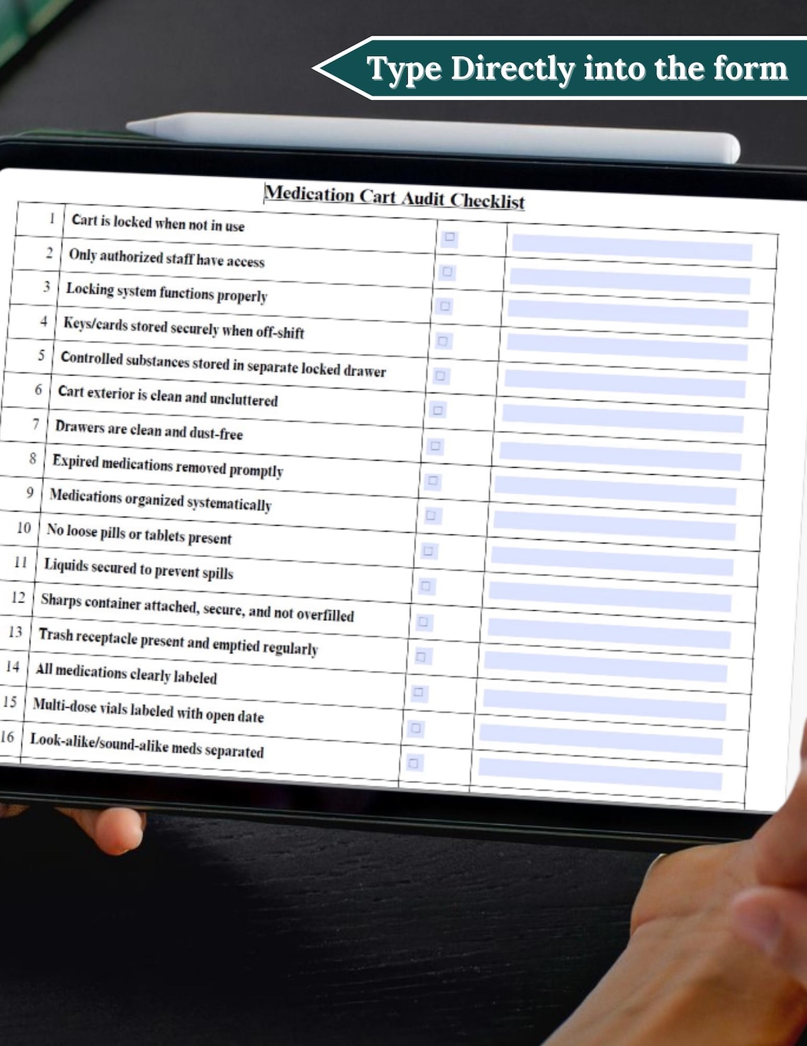 Medication Cart Audit Checklist, Fillable PDF, Nursing Form, LTC ...