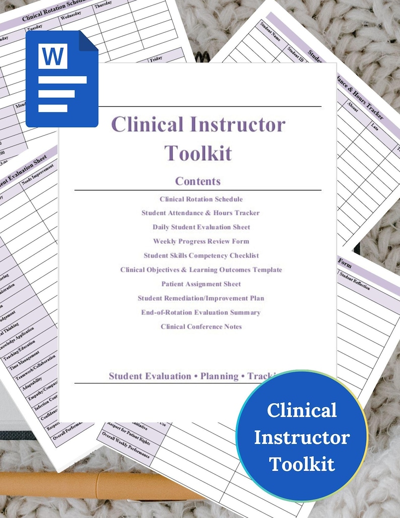 10 Page Clinical Instructor Toolkit, Nursing Education Printable ...