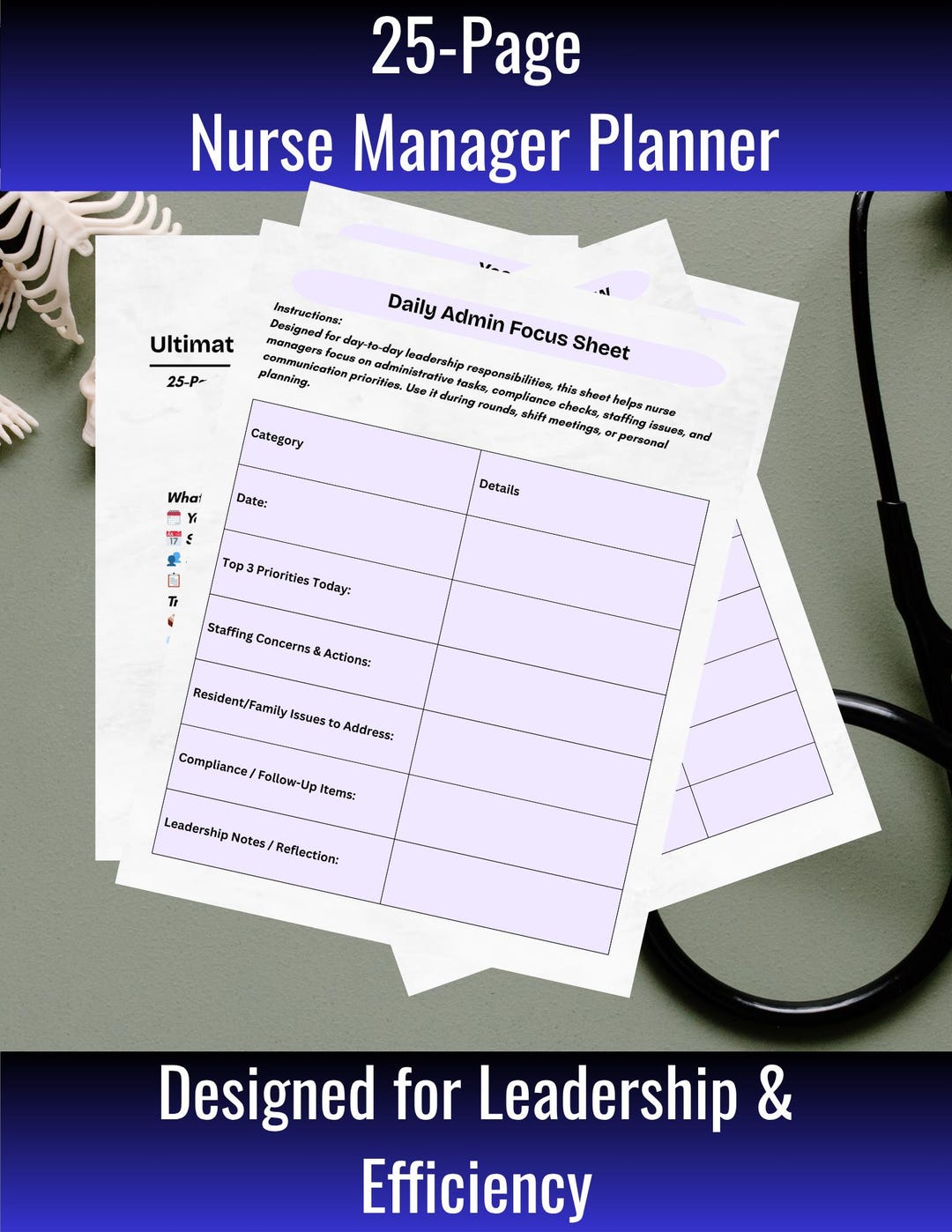 Nurse Manager Unit Checklist, Nurse Manager Planner, Leadership Tool ...