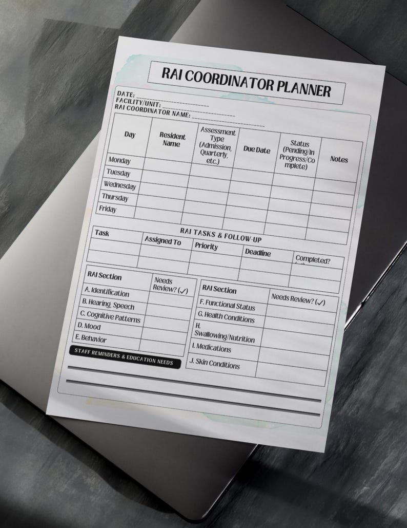 Daily Rai Mds Long Term Care Coordinator Planner, Nurse Rai Mds ...