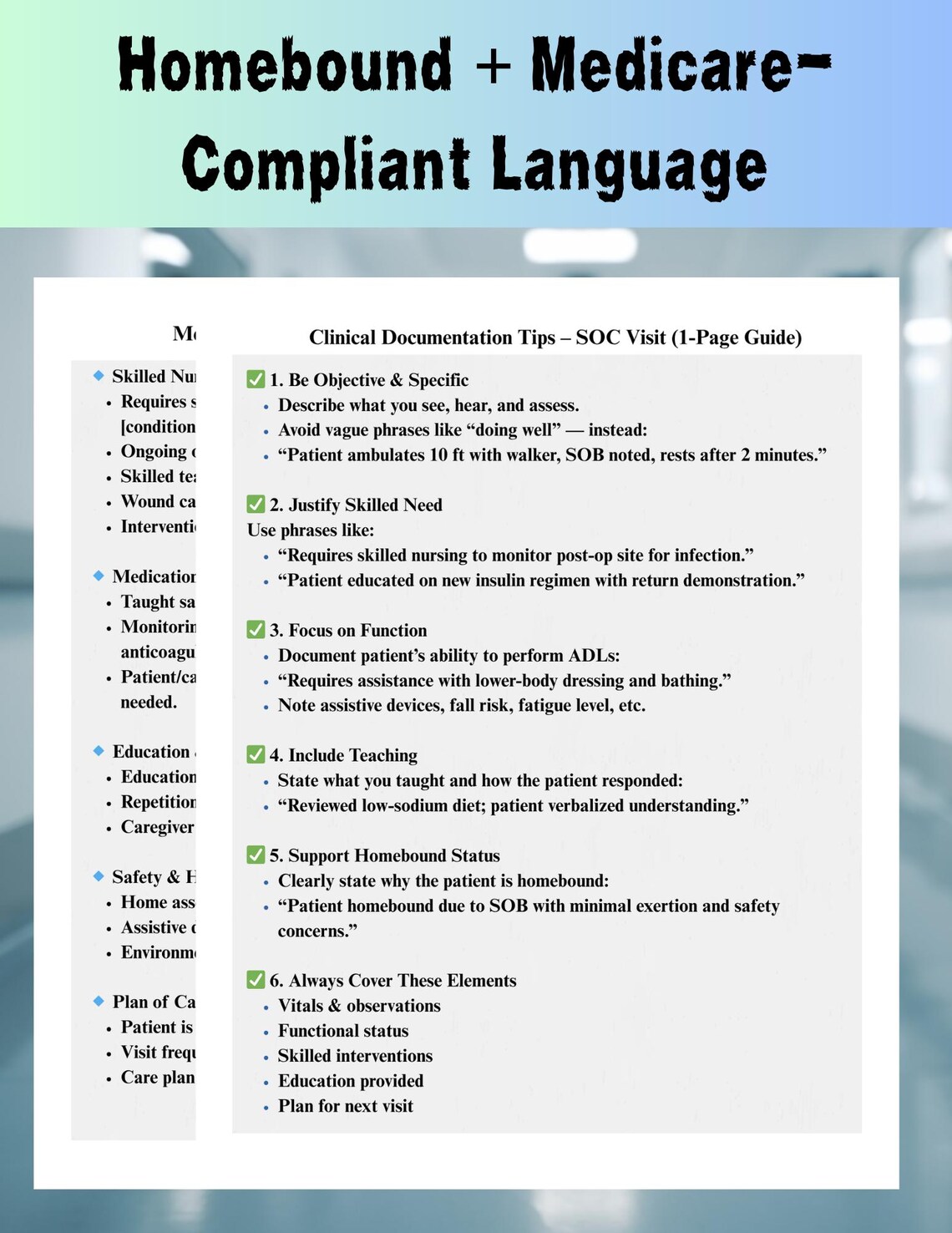 SOC Narrative Templates for Rns and Lpns, Fillable PDF, Nursing ...