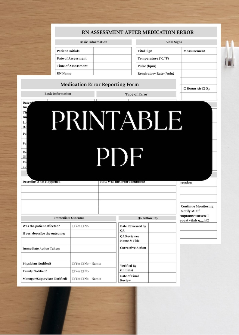 Medication Error Reporting Form for Nurses, Medication Error Incident ...