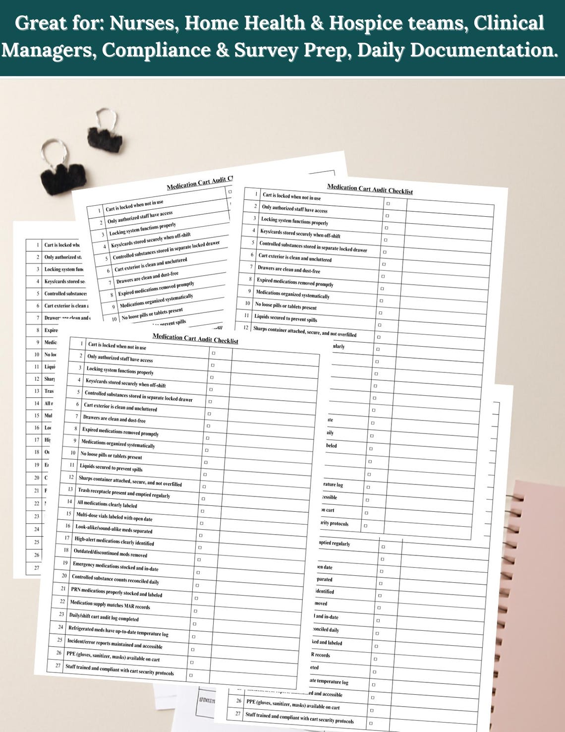Medication Cart Audit Checklist, Fillable PDF, Nursing Form, LTC ...