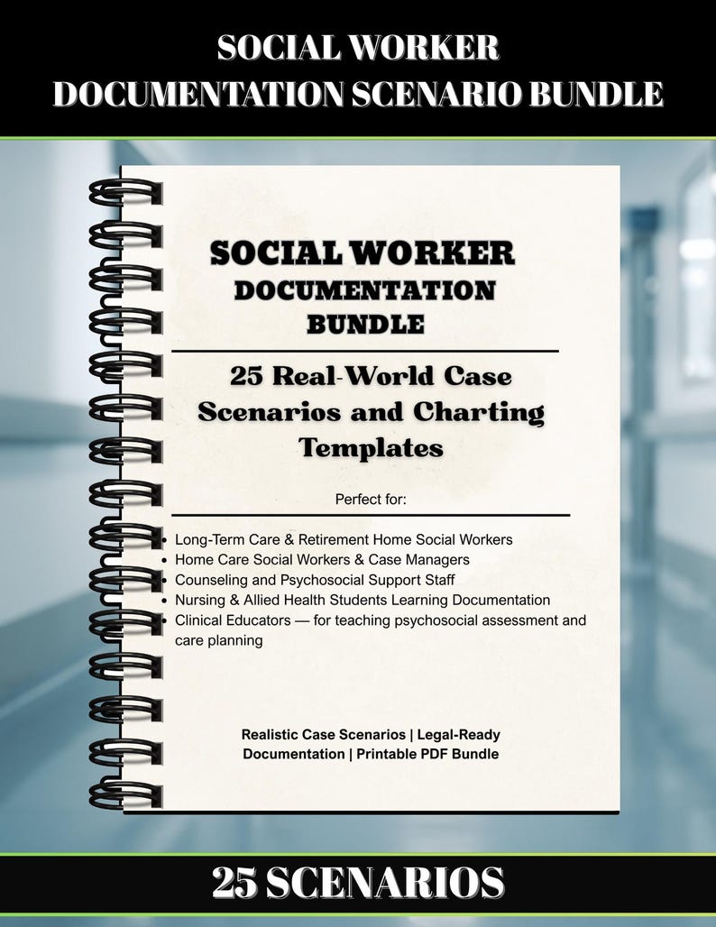Social Worker Printable Documentation Template Bundle for Ltc & Home ...