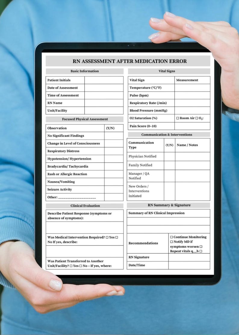 Medication Error Reporting Form for Nurses, Medication Error Incident ...