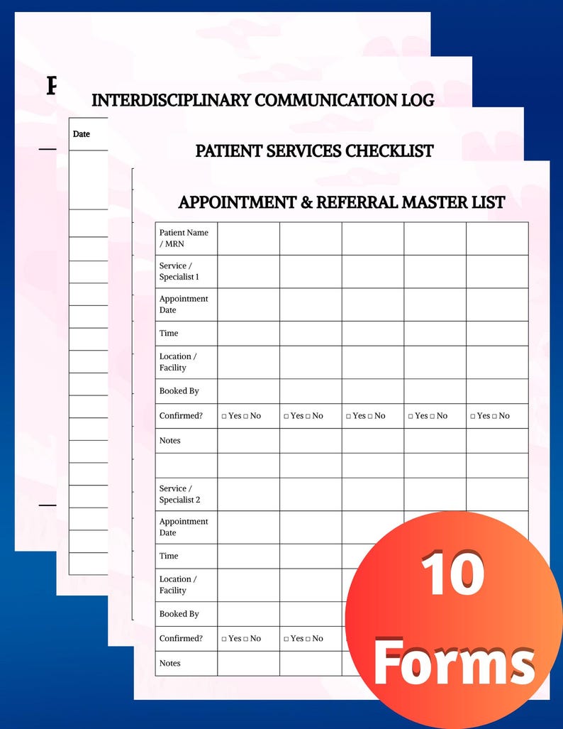 Case Management Sheet Bundle for Patient Care, Patient Care Coordinator ...