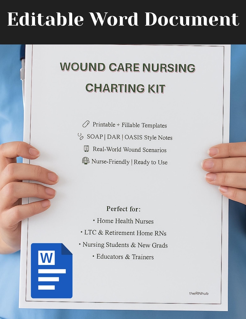 Wound Care Nursing Charting Kit, Soap, Dar, Oasis Notes, Printable and ...