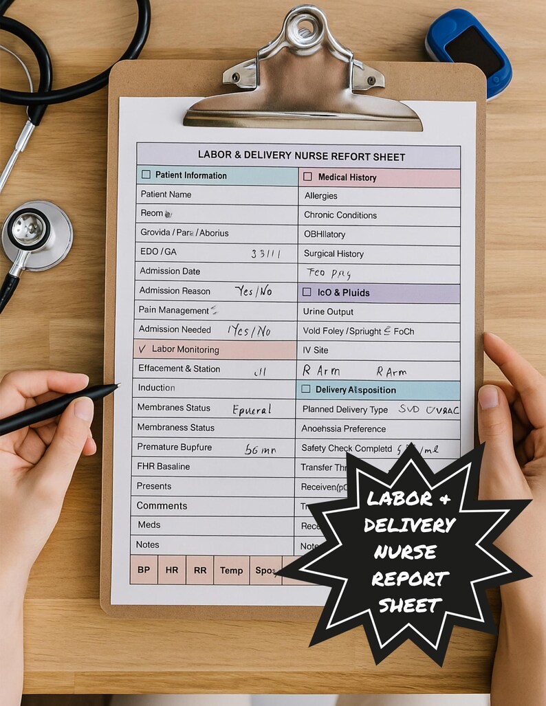 Editable OB Nurse Report Sheet, L&D Nurse Shift Handoff, Mother Baby ...