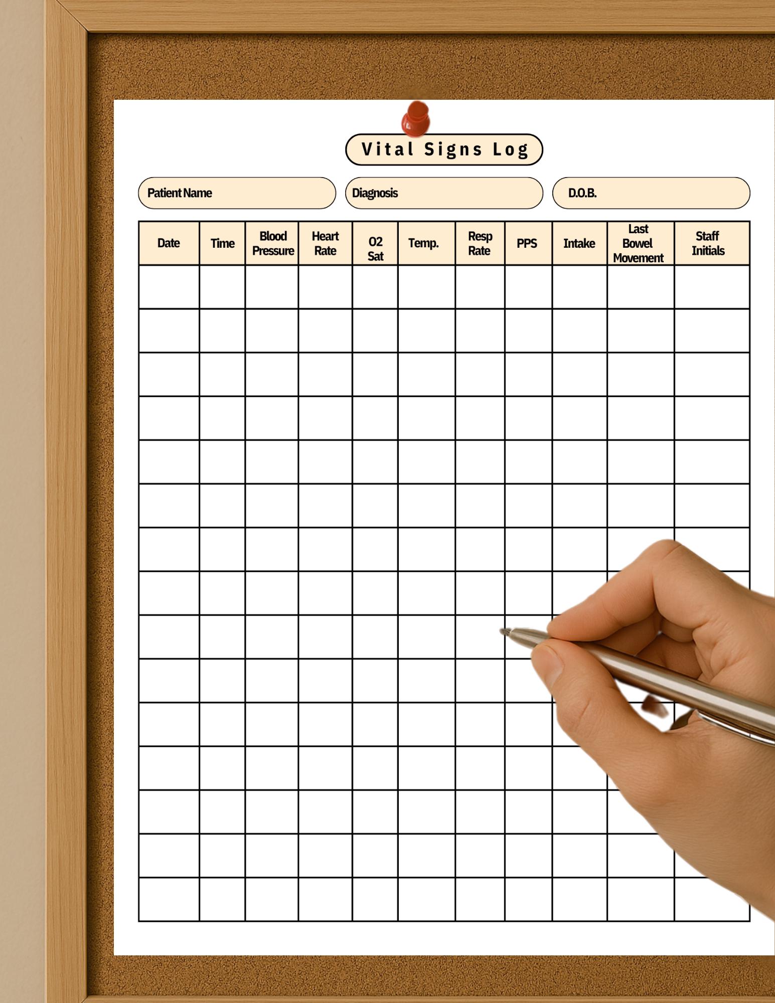 Printable Vitals Sheet for Nurses, SNF Vitals , LTC Vital Sheet ...