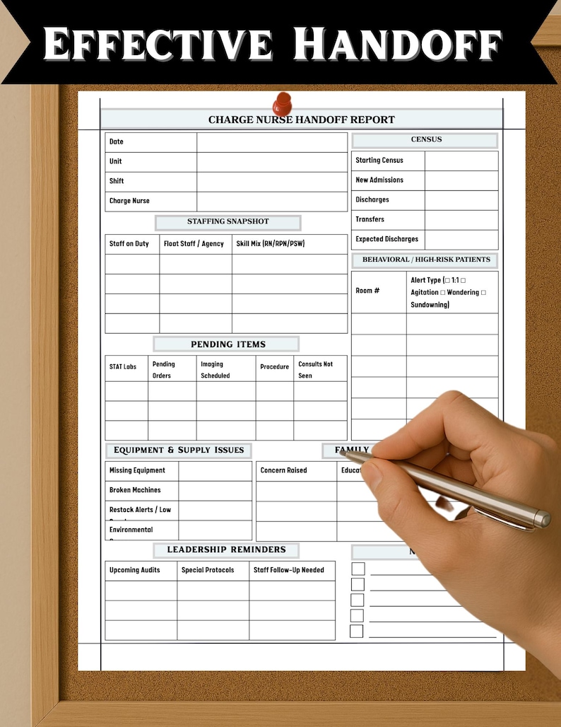 Charge Nurse Report Sheet Bundle, Printable Handoff Report and ...