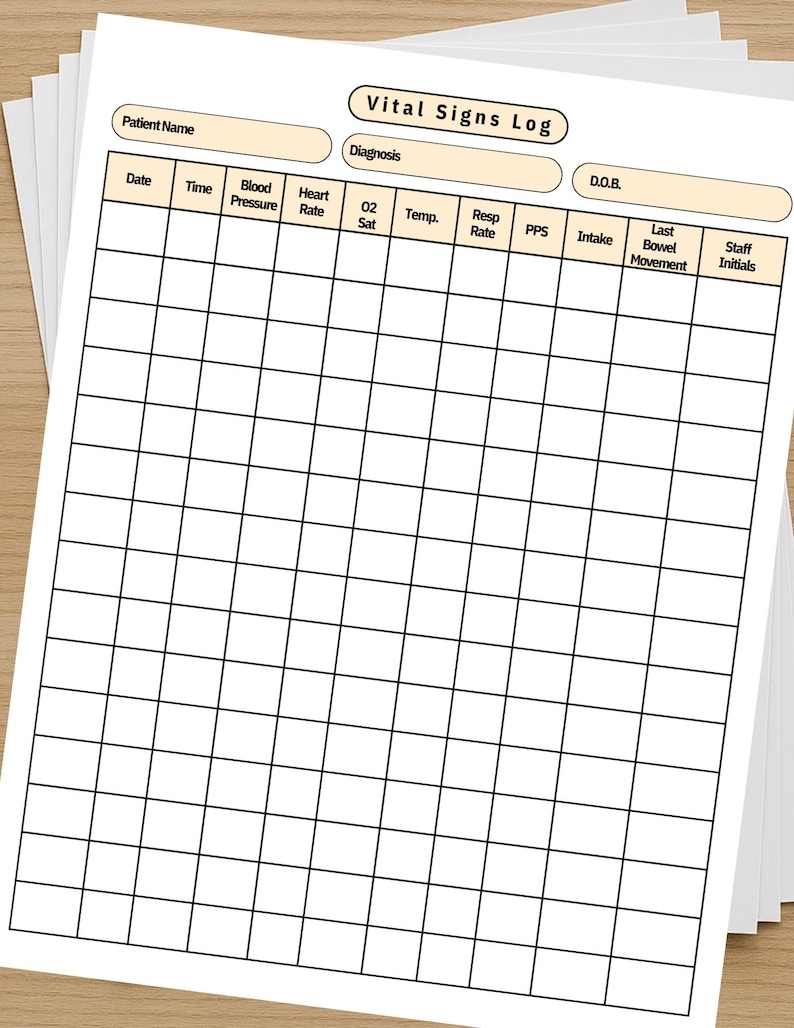 Printable Vitals Sheet for Nurses, SNF Vitals , LTC Vital Sheet ...