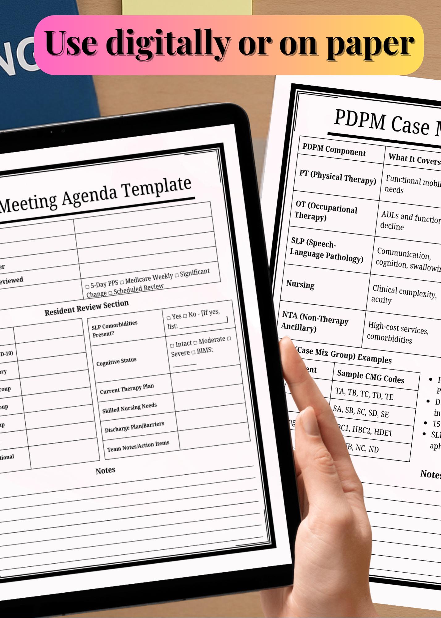 PDPM MDS Meeting Printable Toolkit for Mds Coordinator, Director of Nursing , Care, Skilled ...