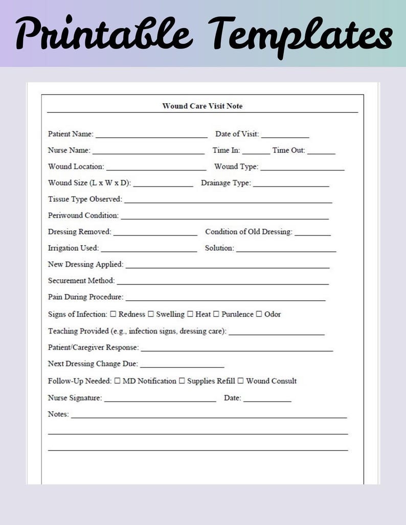 Home Health Nurse Documentation Template, Editable Printable SNF Notes ...